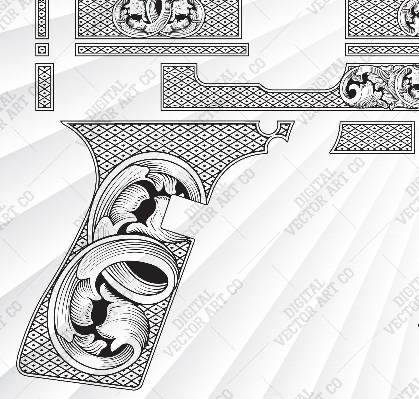 Glock 19 Gen 3 Scrolls and Patterns.laser Engraving Svg File, Customs ...