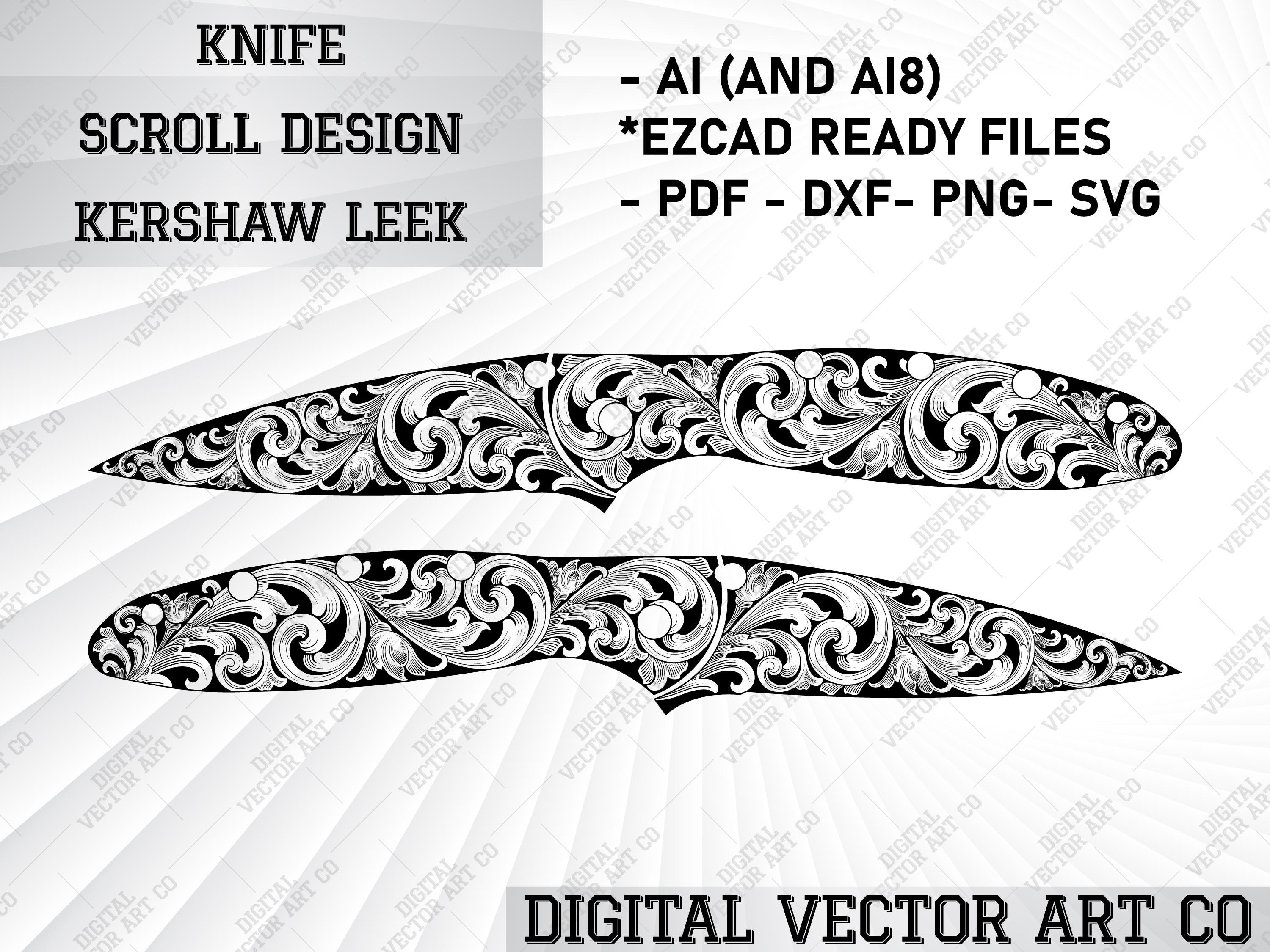 Knife Scroll Design Kershaw Leek ,custom Knife Engraving File,knife ...