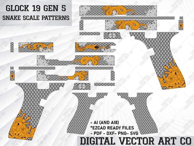 Glock 19 Gen 5 Snake Scale Patterns | Snake Skin Vector | Engraving ...