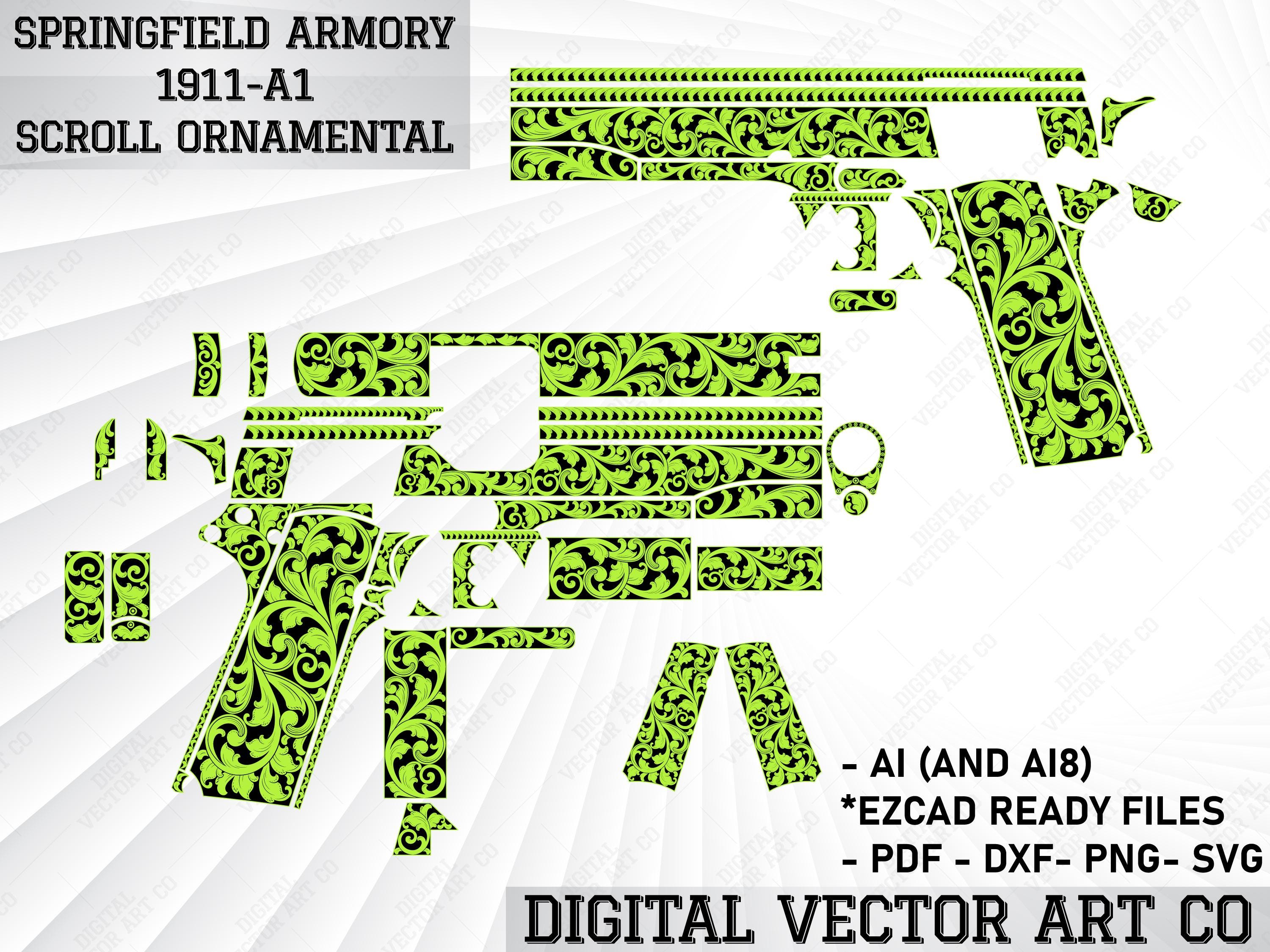 Springfield Armory Engraving Design – Scroll SVG Vector | 1911 A1 Svg ...