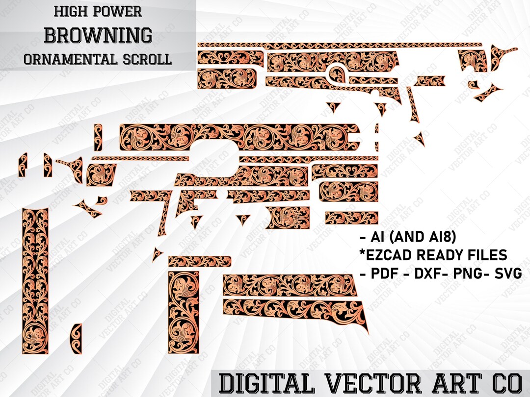 High Power Browning Ornamental Scroll Design for Laser Engraving - Etsy