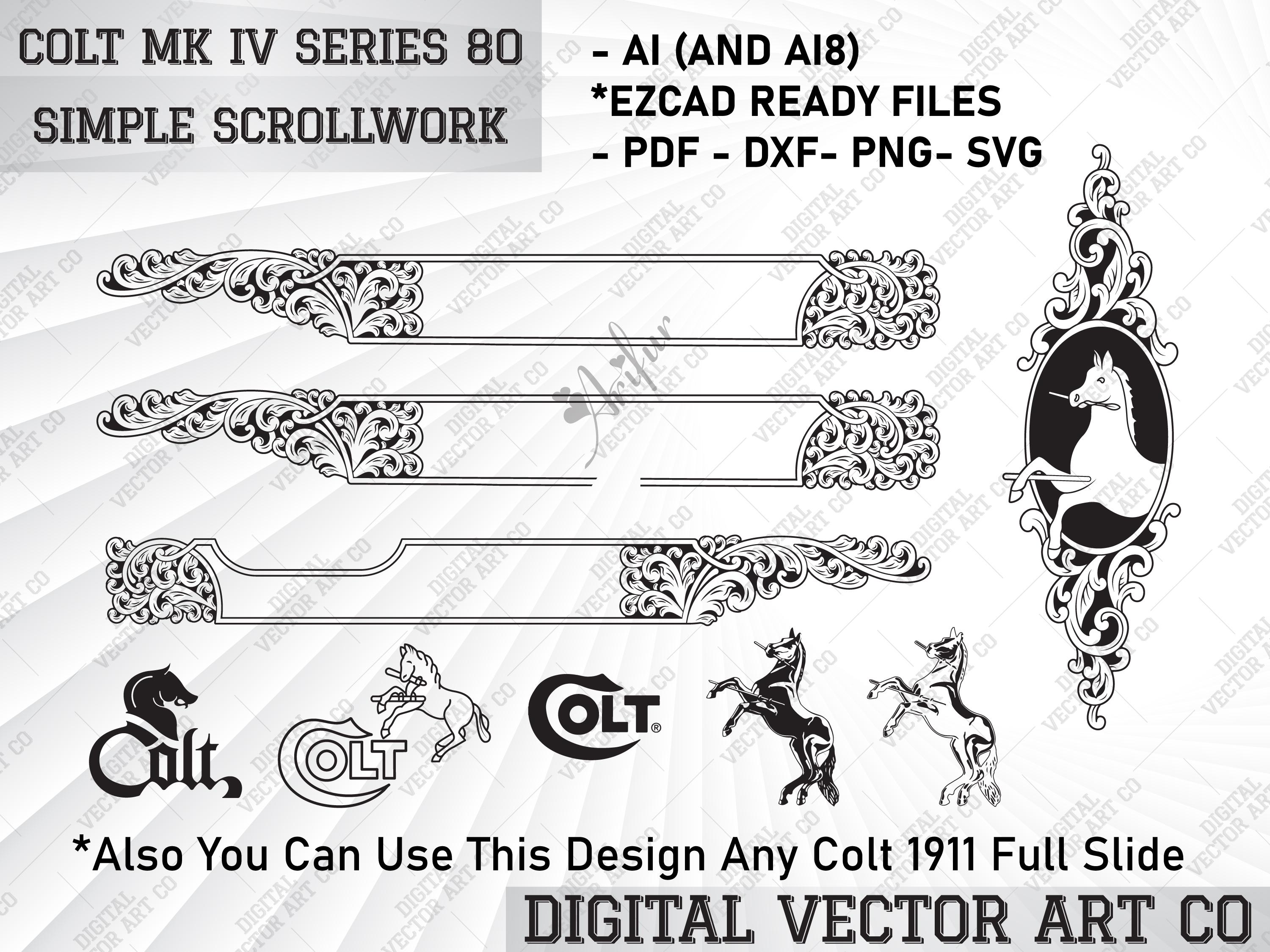 Colt MK Iv Series 80 Simple Scrollwork for Laser Engraving.colt 1911 ...
