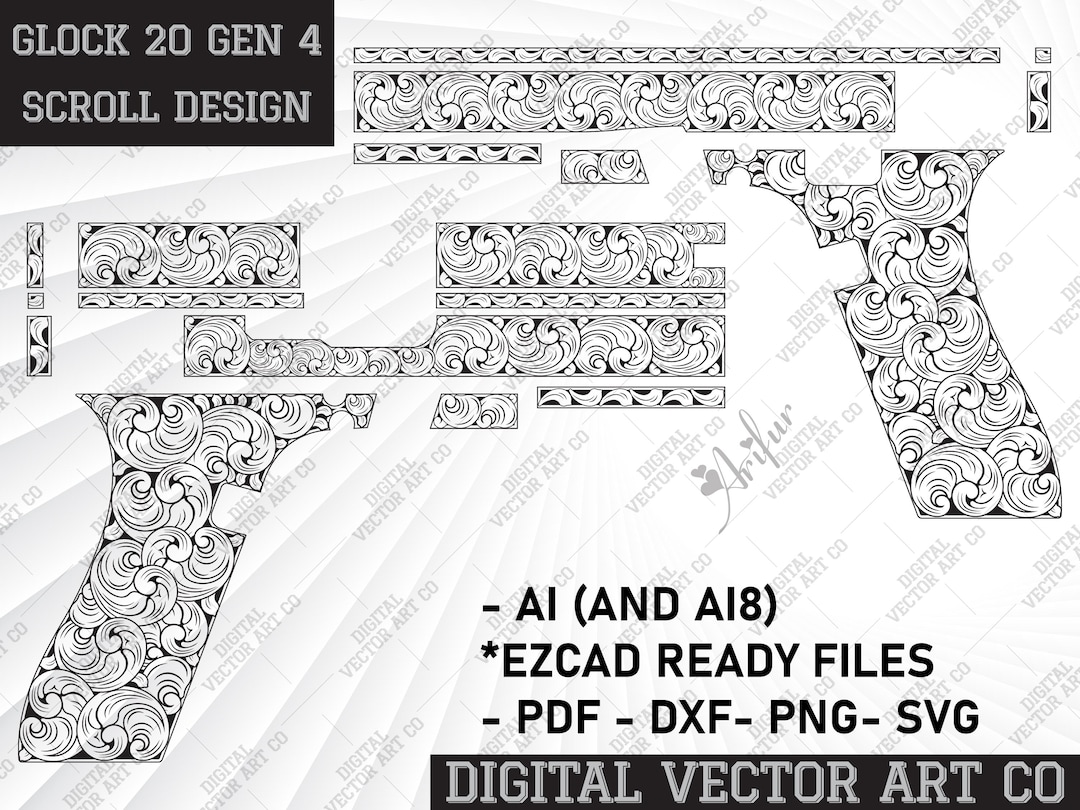 Svg Glock 20 Gen 4 Scroll Design. Laser Engraving,engraving Firearms ...