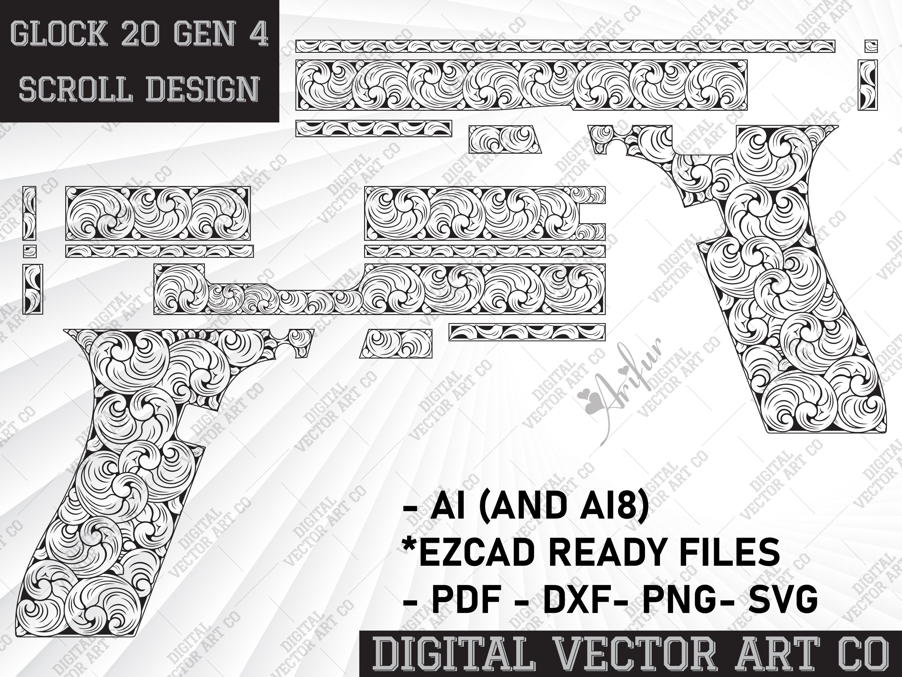 Svg Glock 20 Gen 4 Scroll Design. Laser Engraving,engraving Firearms ...