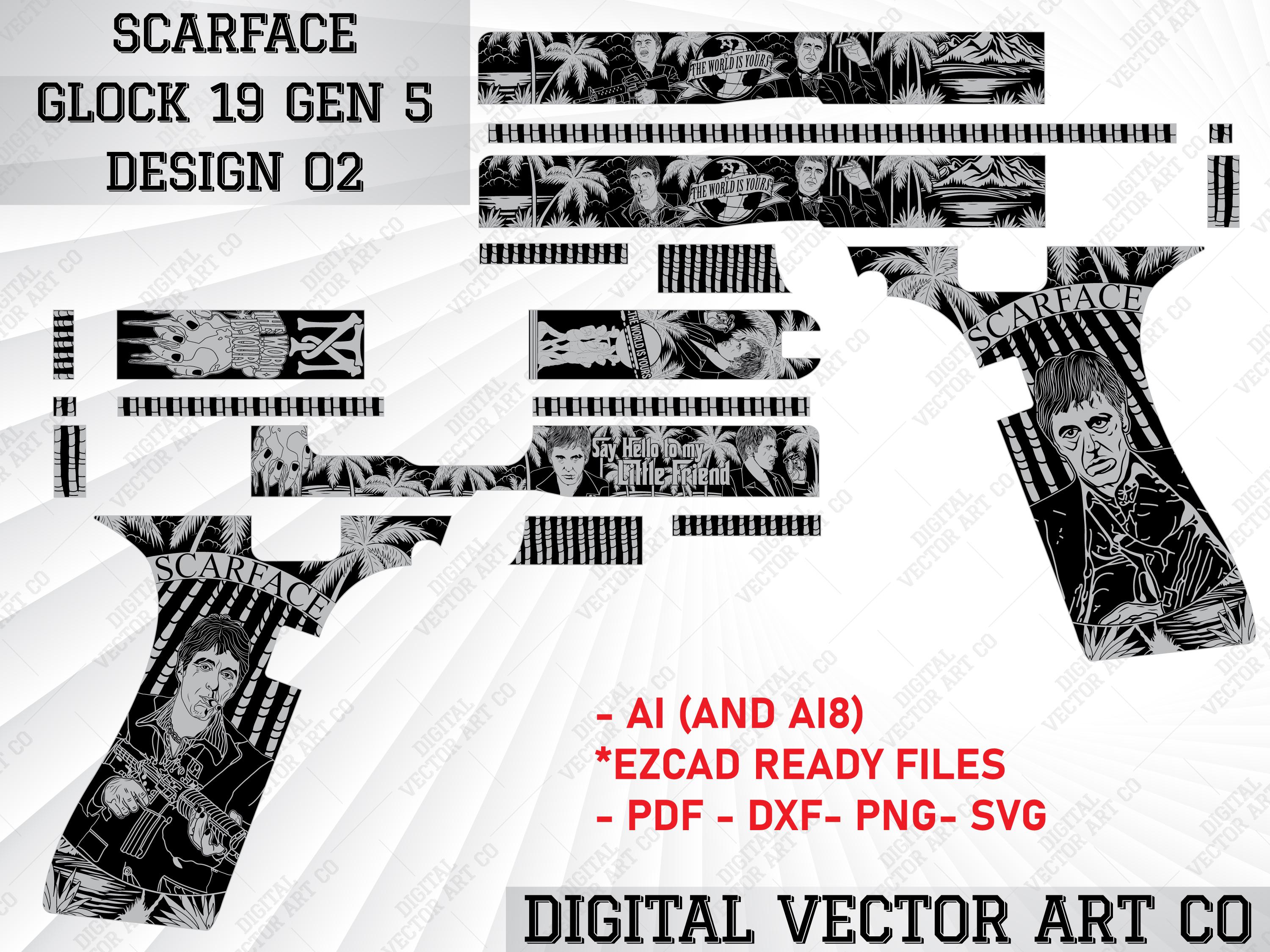 Glock 19 Gen 5 SCARFACE Custom Artwork | Scarface Vector Design | Svg ...