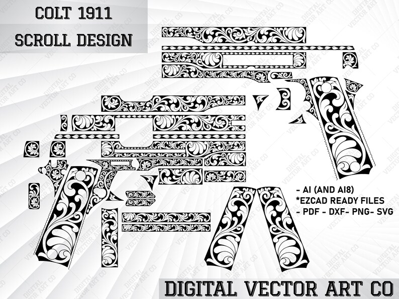 Colt 1911 Laser Engraving Vector Design - Etsy