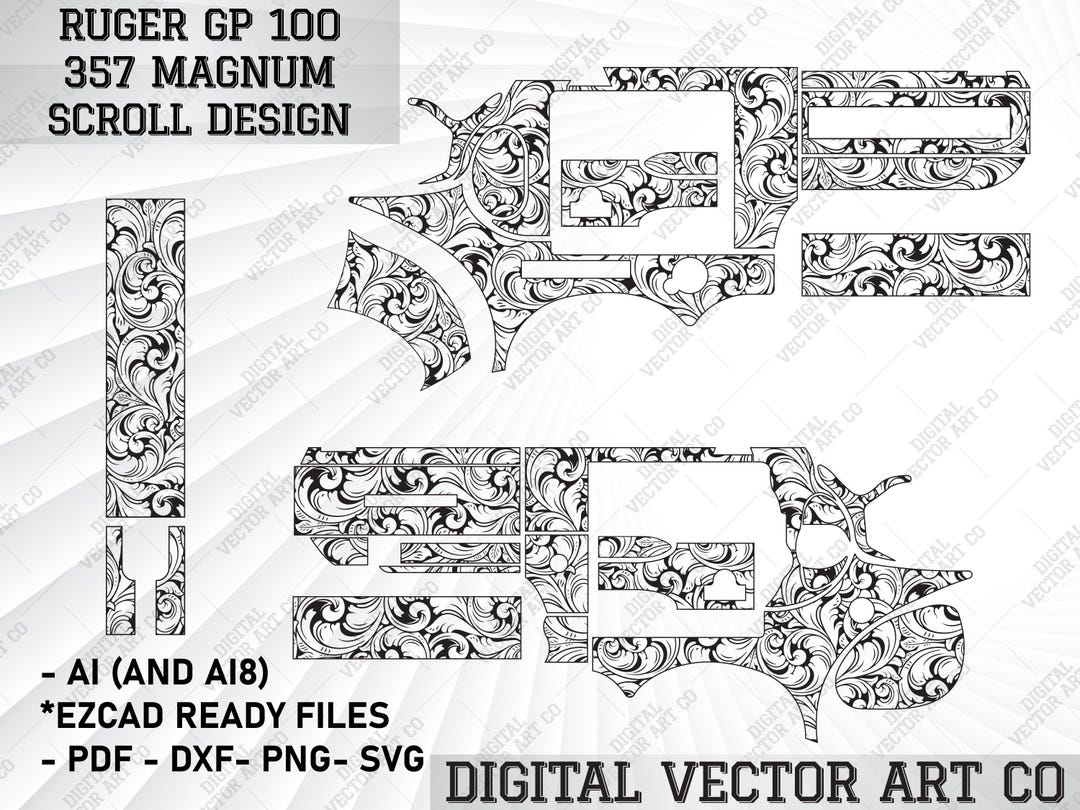 Ruger Gp 100 357 Magnum Scroll Design.digital File,revolver Design ...