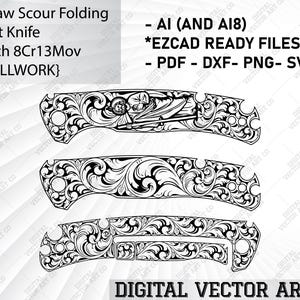 Kershaw Scour Folding Pocket Knife Scroll Design 3.3 Inch 8cr13mov ...