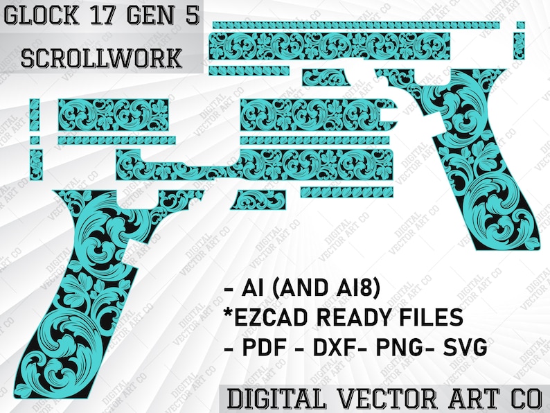 Glock 17 Gen 5 Scrollwork,beautiful Scroll Design for Glock,deep ...