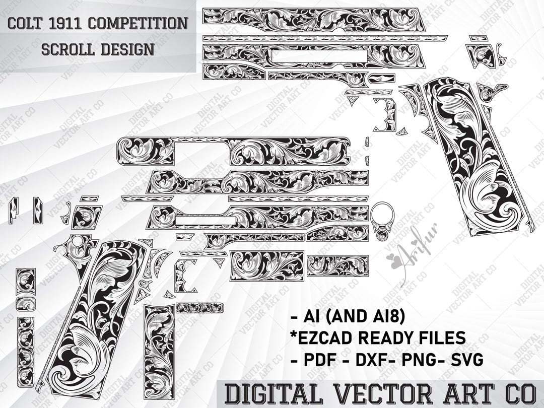 Colt 1911 Competition Scroll Design.patterns Stippling.svg Patterns ...