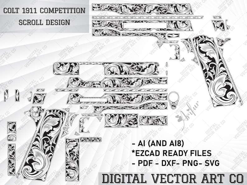 Colt 1911 Competition Scroll Design.patterns Stippling.svg Patterns ...