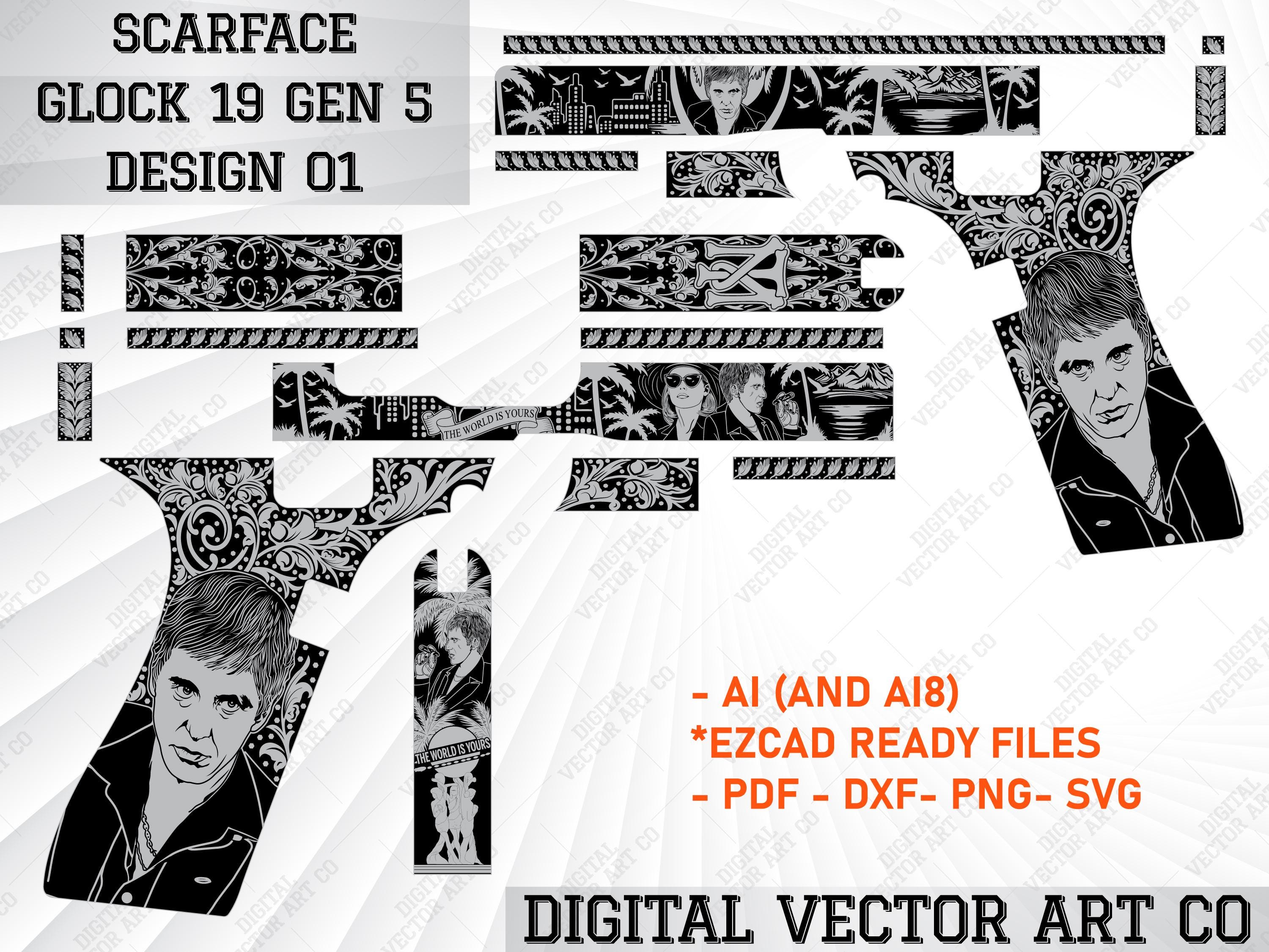 Scarface Design Glock 19 Gen 5 | Digital Laser Engraving File | Ezcad ...