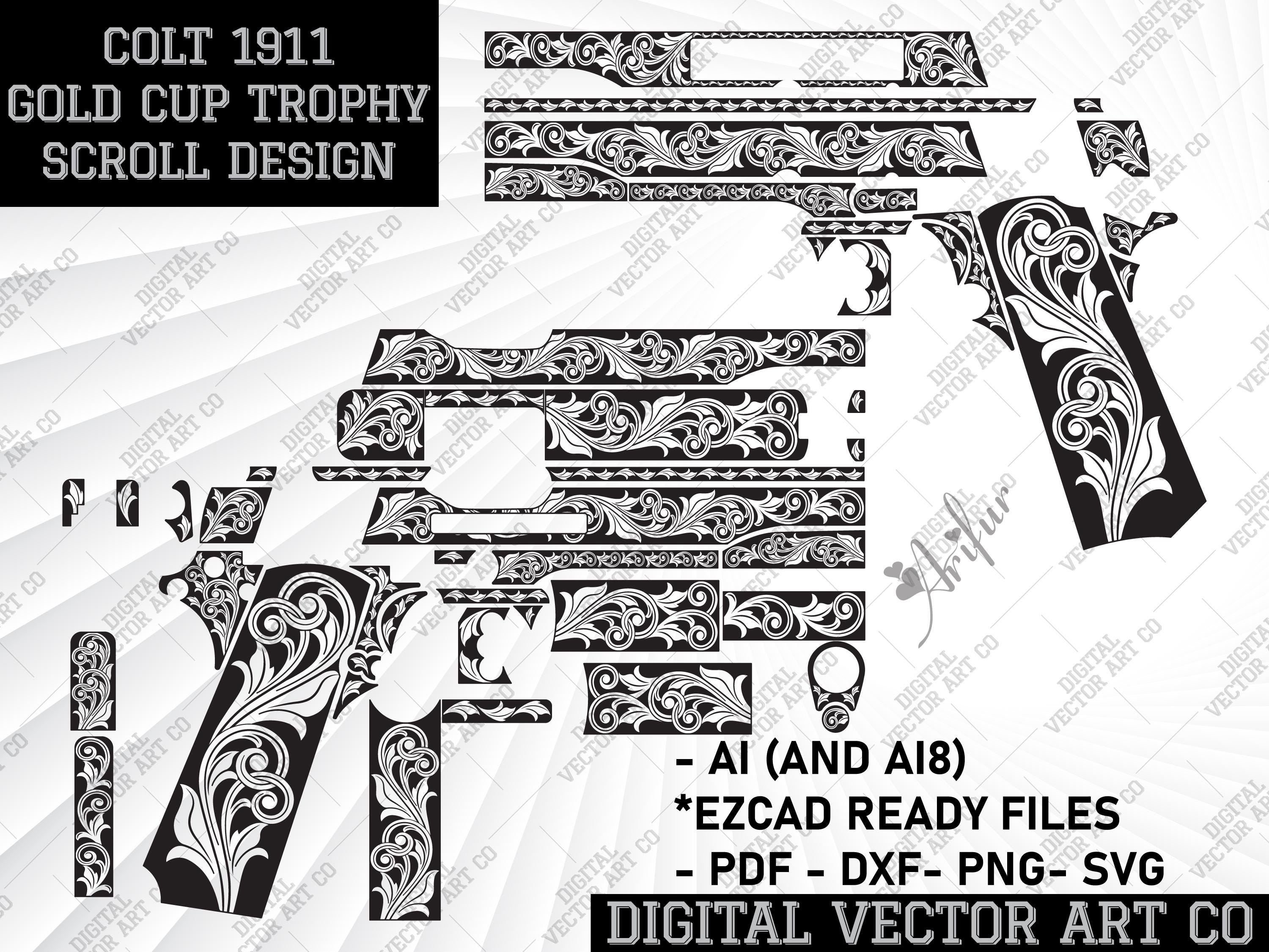 Colt 1911 Gold Cup Trophy Scroll Design.firearms,goldcup,colt1911,svg ...