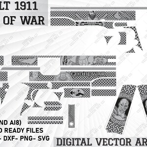 Svg Templates, Colt 1911 God of War Theme.1911 Fiber Laser Art Work ...