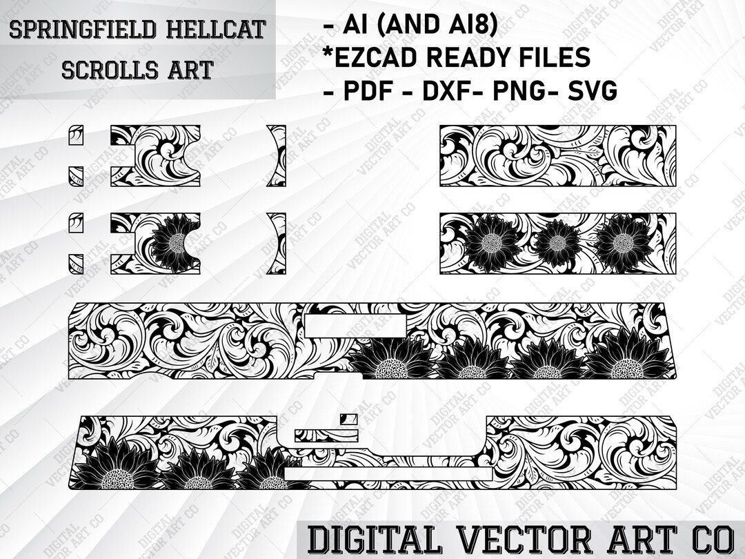 Svg Scroll Design Springfield Hellcat Laser Engraving File - Etsy