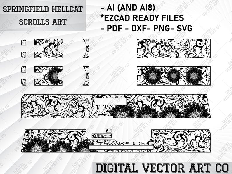 Svg Scroll Design Springfield Hellcat Laser Engraving File - Etsy