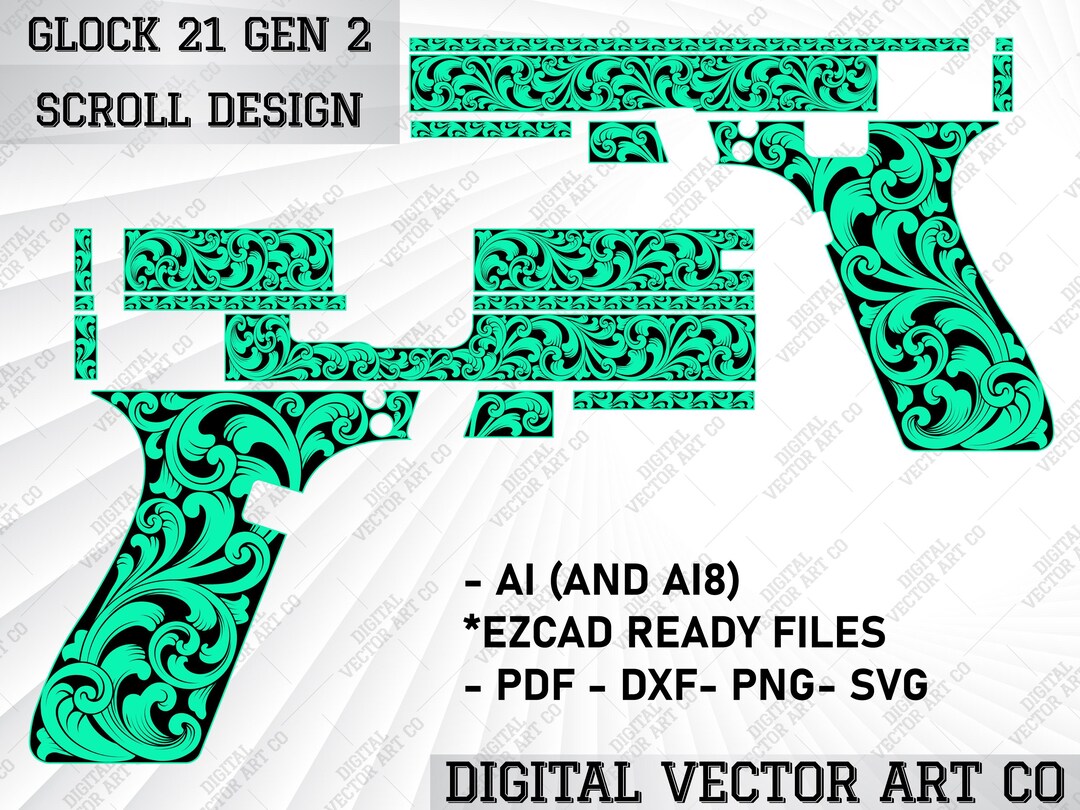 Glock 21 Gen 2 Scroll Design Laser Cut Svg File | Laser Engraving ...