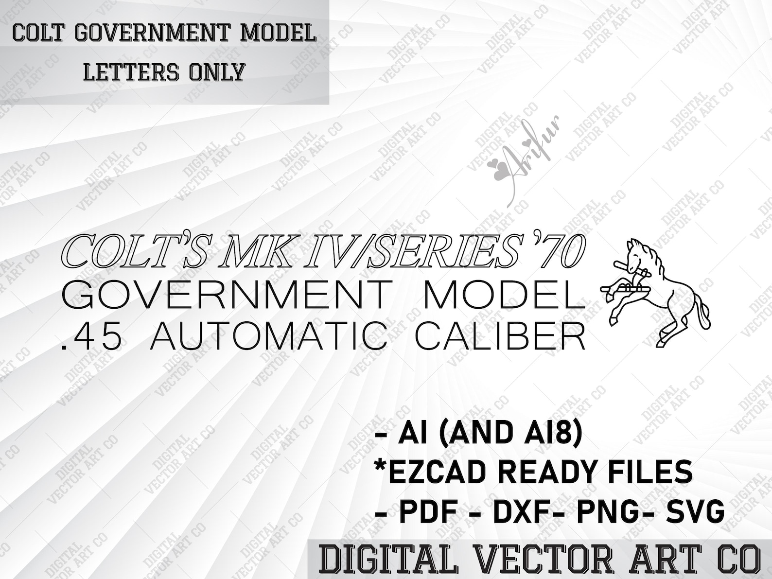 Colt Government Model Latters Only. Mk Iv Series 70, Svg Patterns, Colt ...