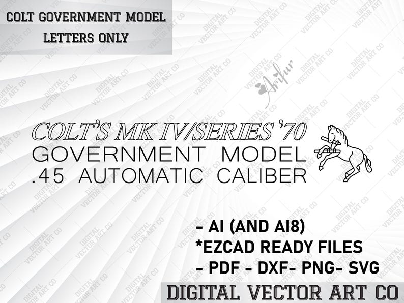 Colt Government Model Latters Only. Mk Iv Series 70, Svg Patterns, Colt ...