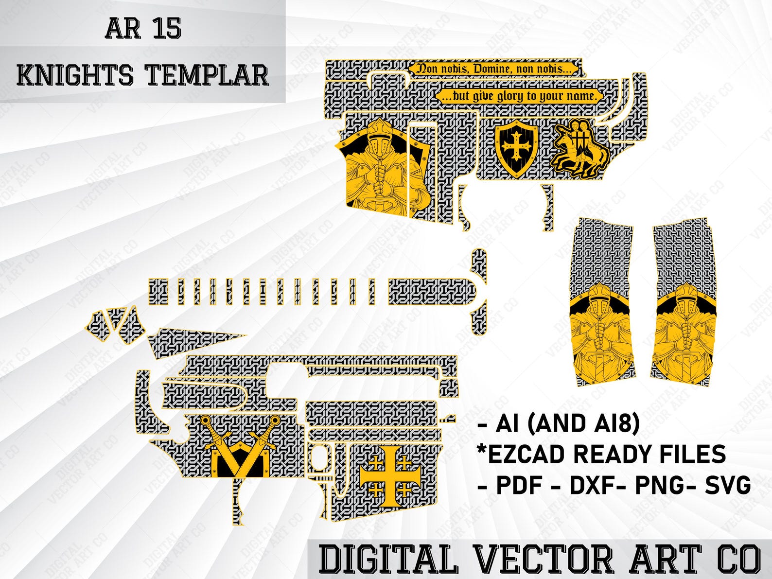 Knights Templar Svg Vector Design for Ar15 Laser Engraving File | Svg ...