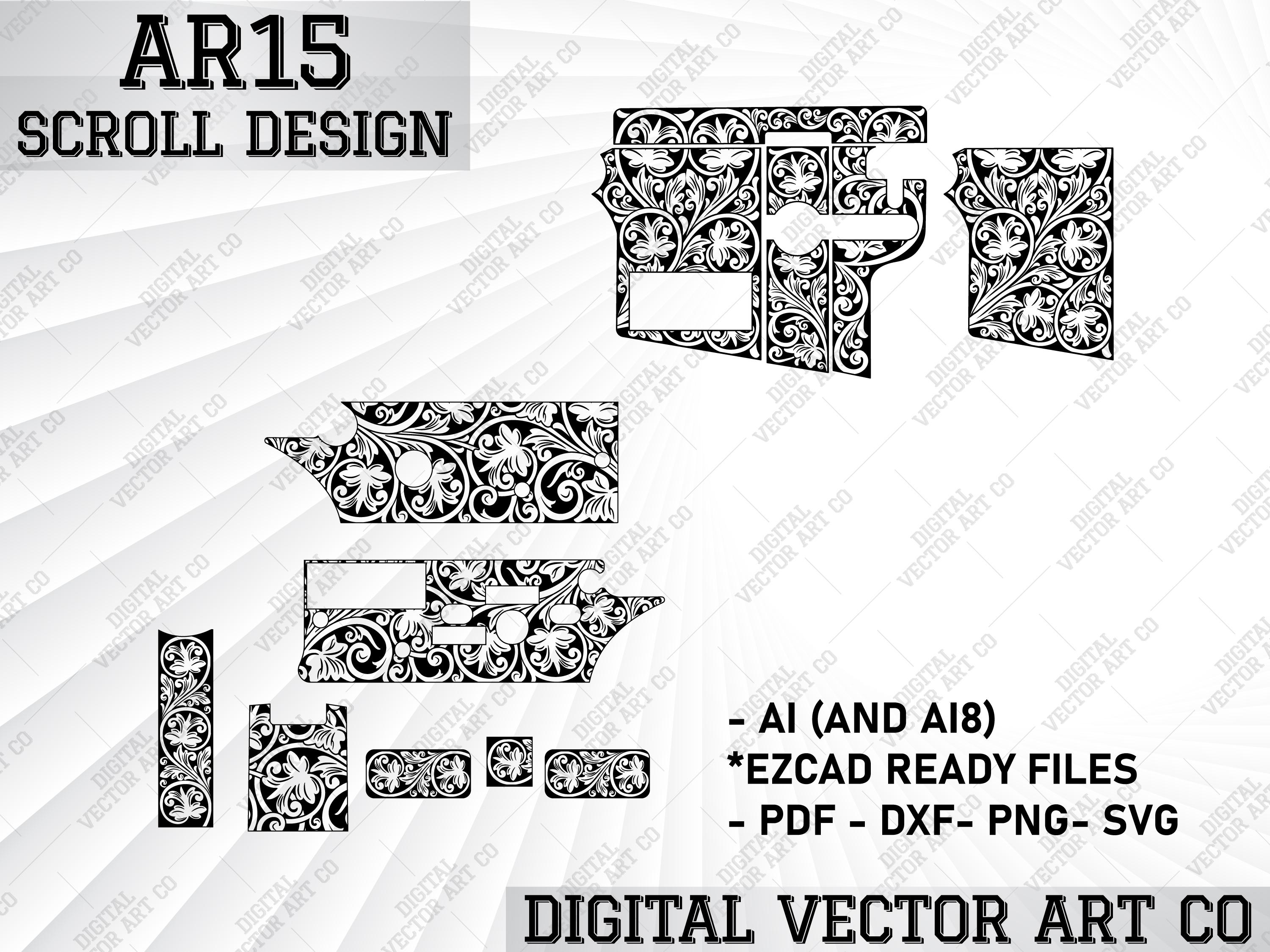 Ar15 Svg Template Scroll Design.ornamentals Ar Art,scrollwork Ar15,ar ...