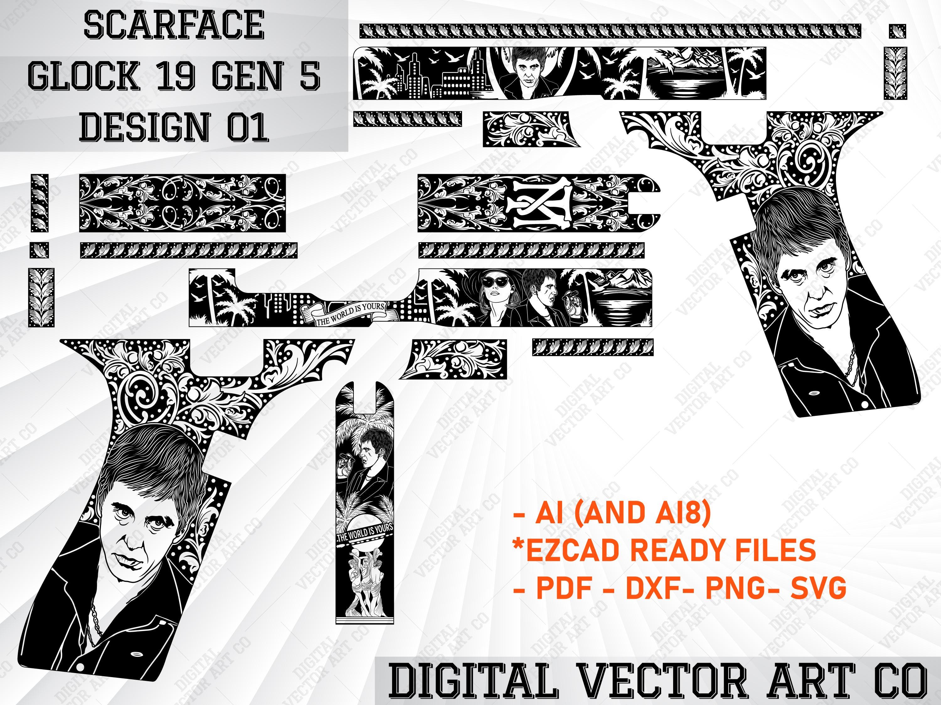 Scarface Design Glock 19 Gen 5 | Digital Laser Engraving File | Ezcad ...