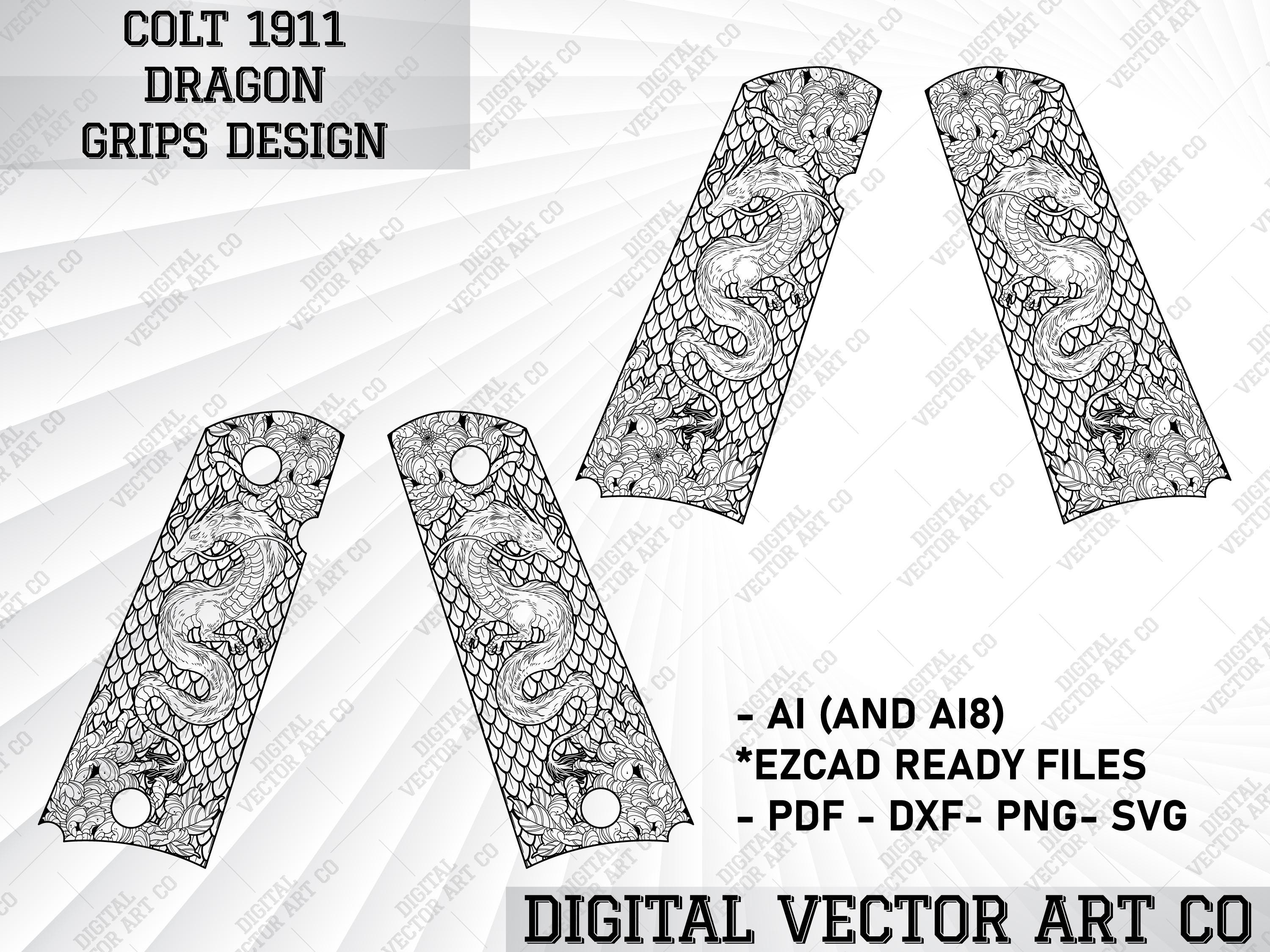 Colt 1911 Vector Dragon Grips Design.svg 1911 Grips Design,custom Grips ...