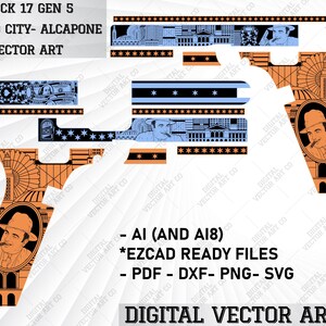 Glock 17 Gen 5 Chicago City Vector Art | Al Capone Svg Custom Laser Engraving Design | Vector ...