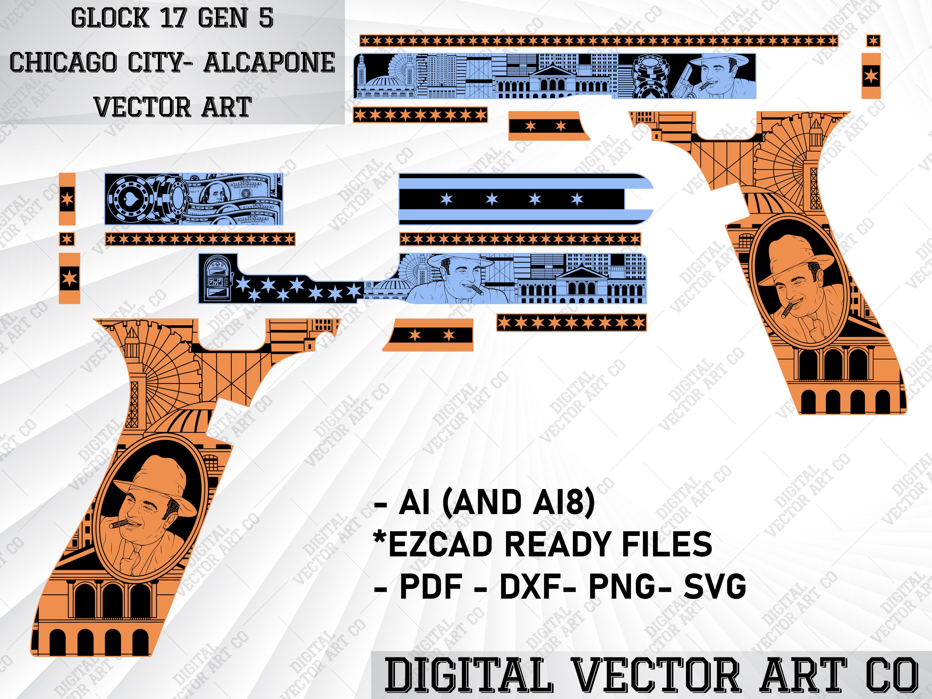 Glock 17 Gen 5 Chicago City Vector Art | Al Capone Svg Custom Laser ...