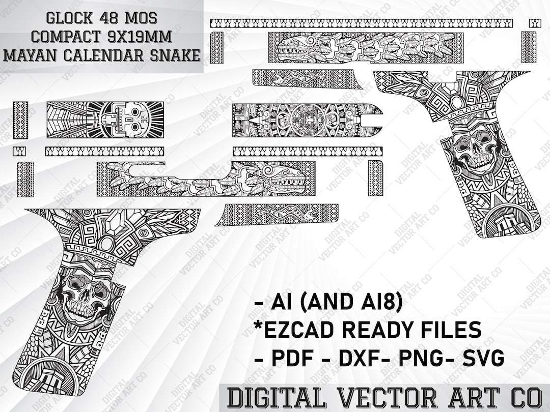 Glock 48 MOS Compact 9x19mm Aztec Mayan Calendar,snake.laser Engraving ...