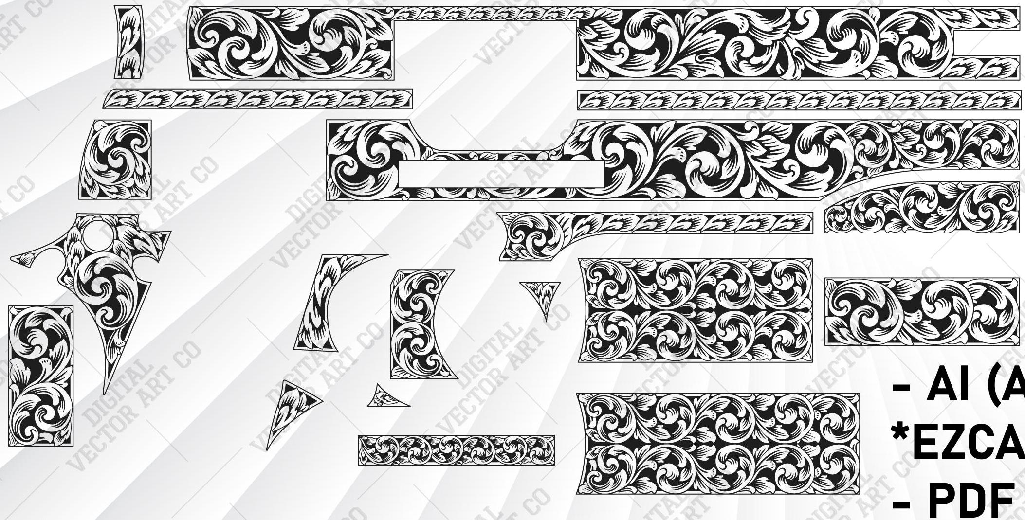 Colt 1911 Government Scroll Design.fiber Laser Engraving Files,custom ...