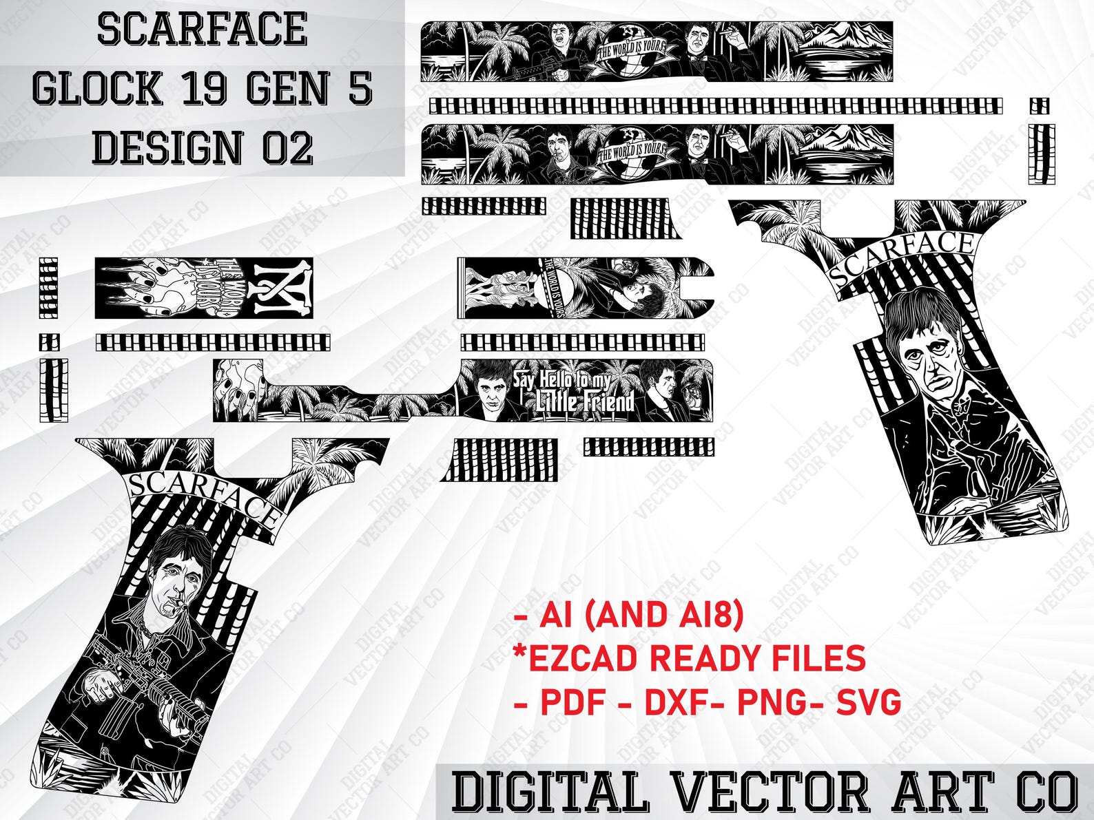 Glock 19 Gen 5 SCARFACE Custom Artwork | Scarface Vector Design | Svg ...