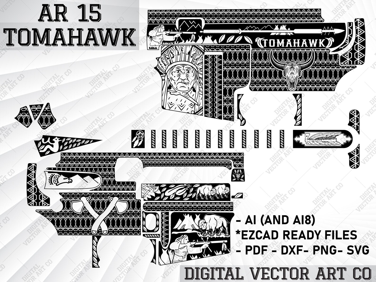 Ar 15 Tomahawk. Svg Ar File, Svg Patterns, Tomahawk Pattern,vector Art ...