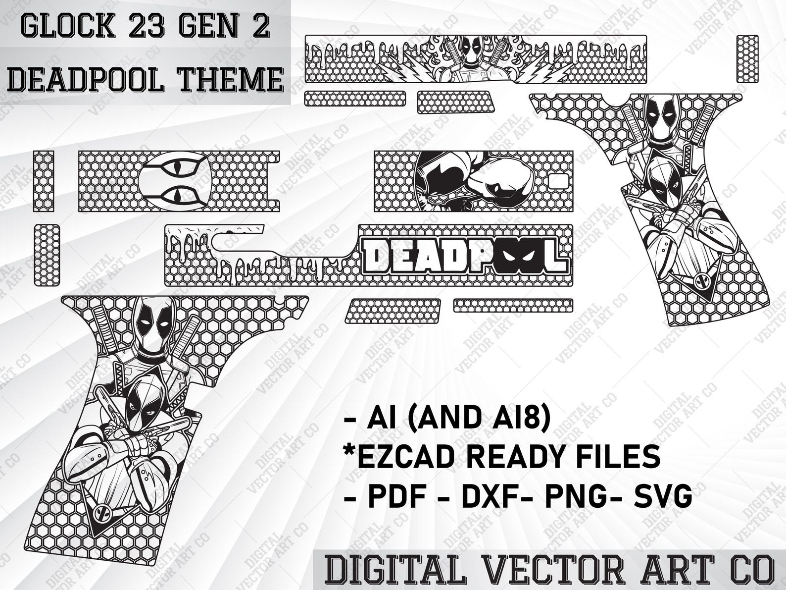 Glock 23 Gen 2 Deadpool Theme.svg Glock File,deadpool Vector File ...