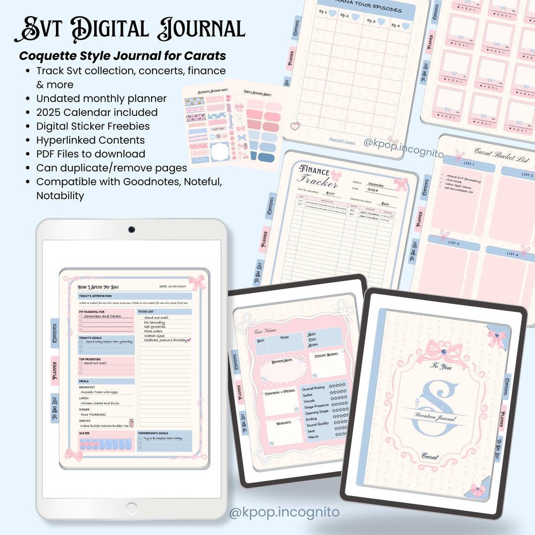 Coquette Seventeen Journal: Kpop Carat Planner (digital Download) - Etsy