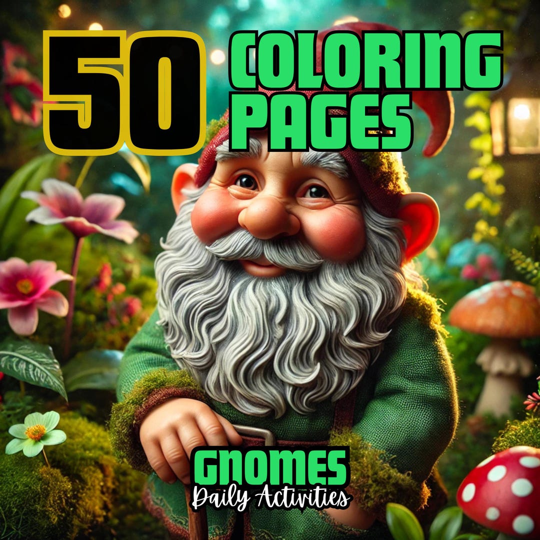 50 Gnomes daily Activities Coloring Pages editable ready to Print - Etsy