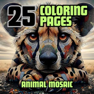 25 Animal Mosaic Coloring Pages FREE Coloring Calendar editable ready ...