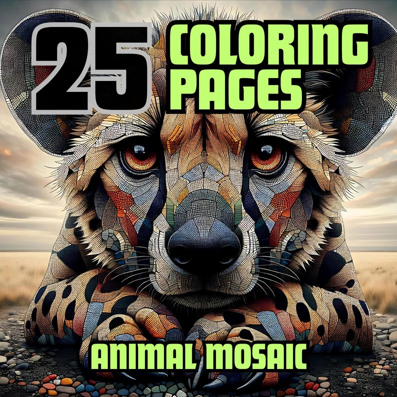 25 Animal Mosaic Coloring Pages FREE Coloring Calendar editable ready ...