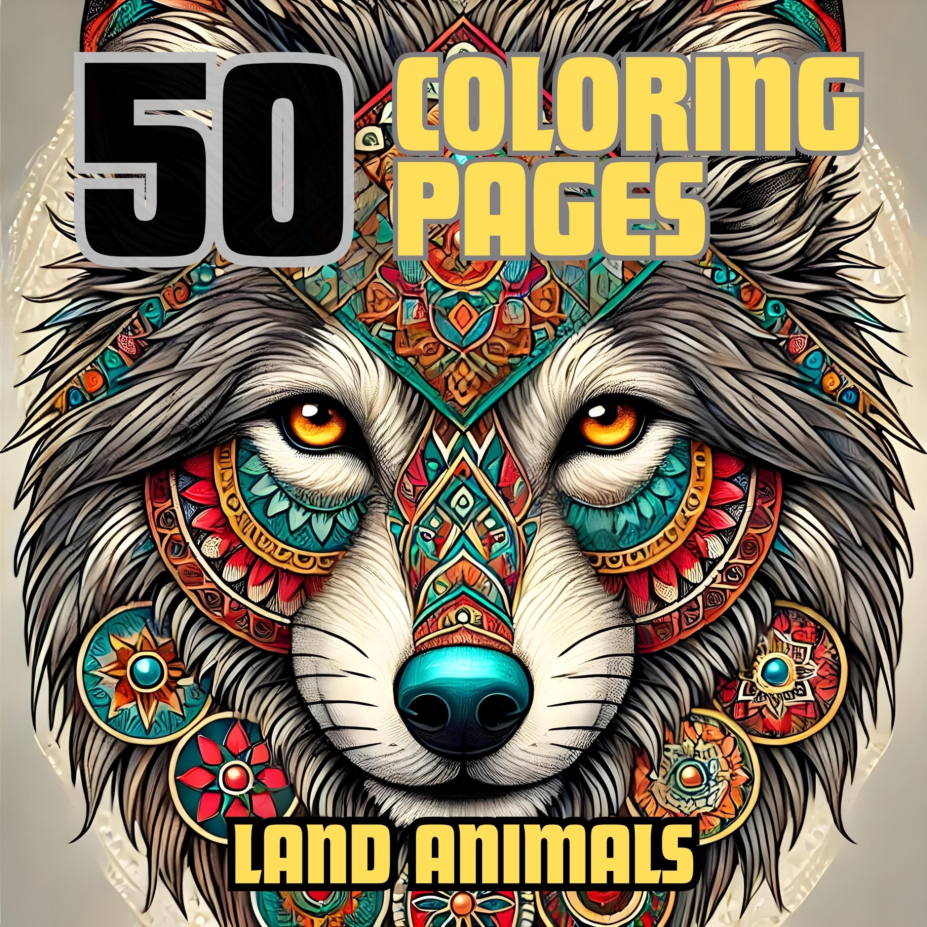 50 Land Animals Coloring Pages FREE Coloring Calendar editable ready to ...