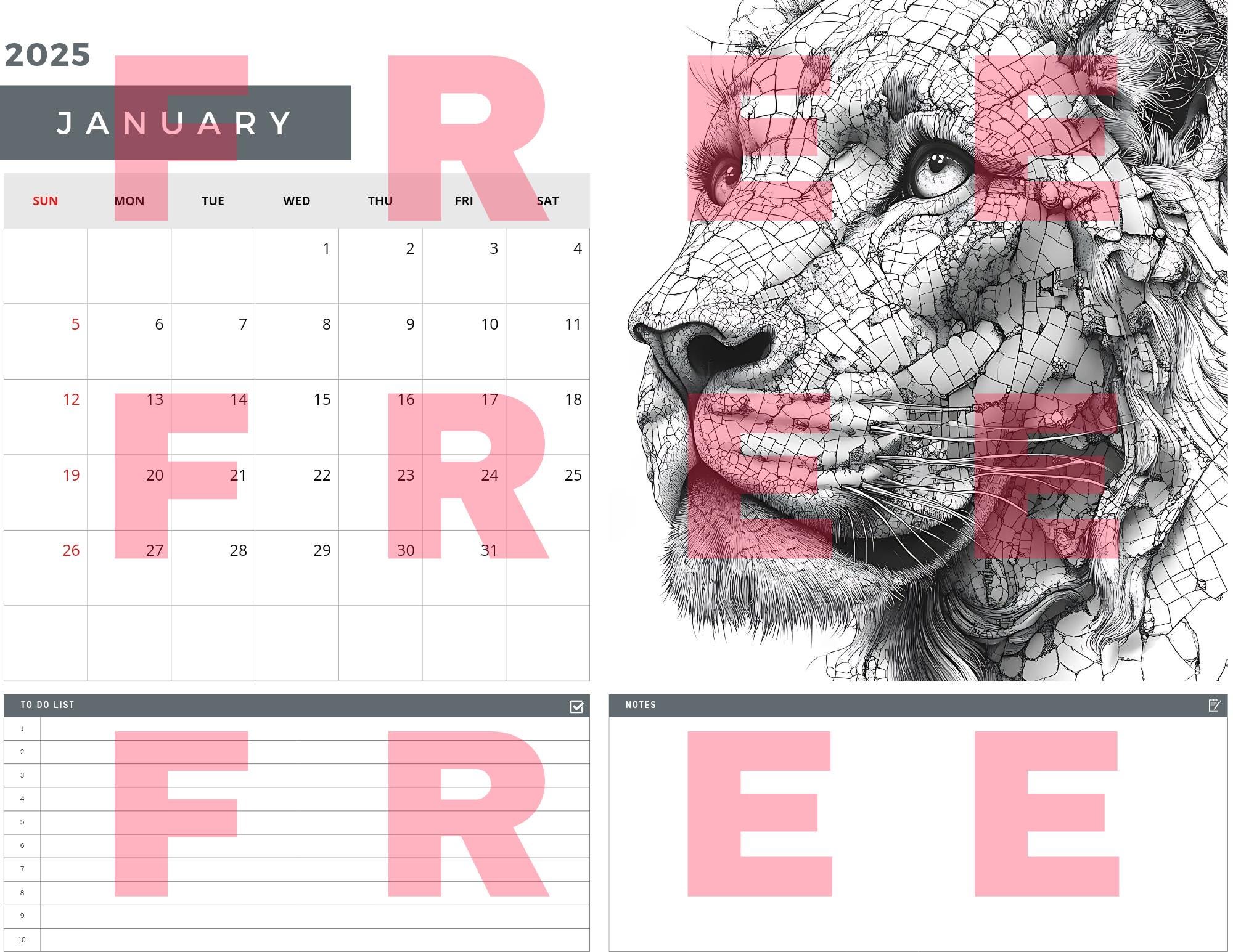 25 Animal Mosaic Coloring Pages FREE Coloring Calendar editable ready ...