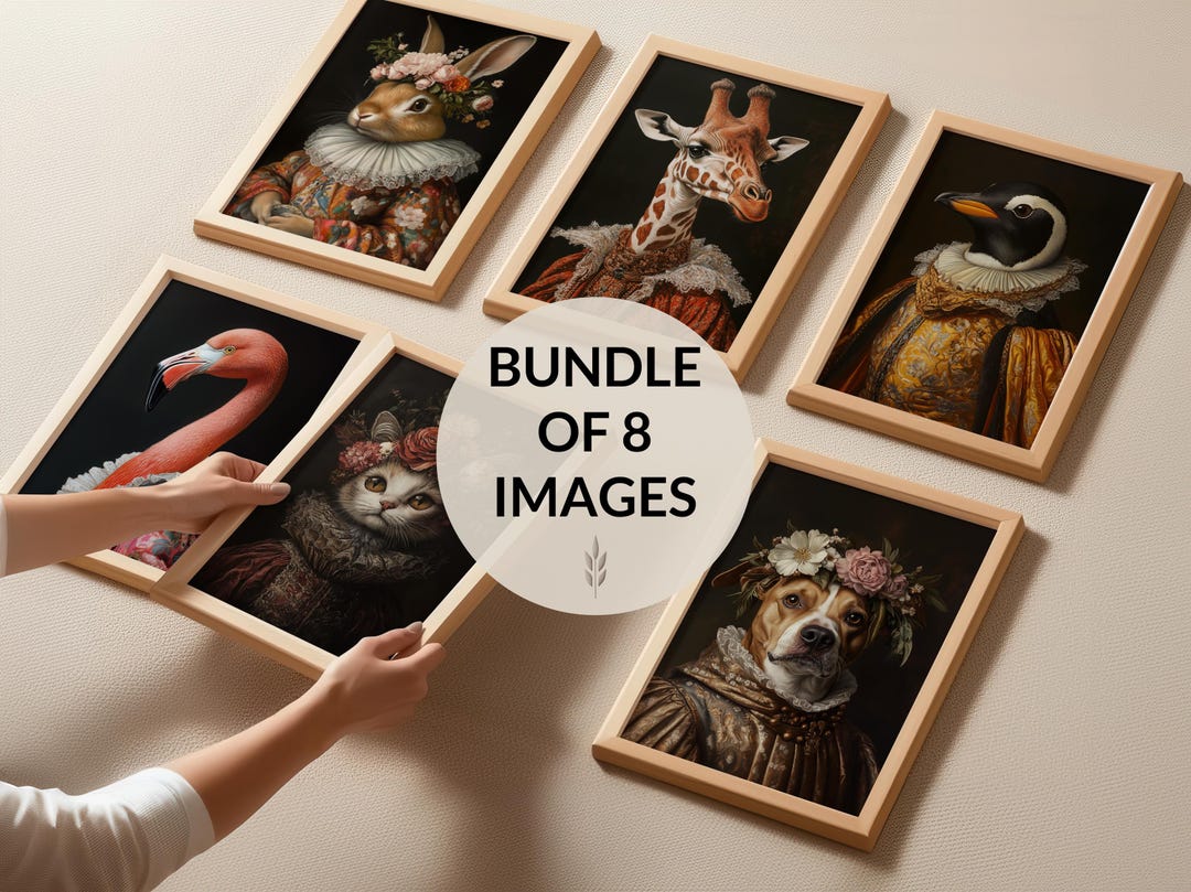 Set of 8 Renaissance Animal Portrait Prints – Instant Download | Regal ...