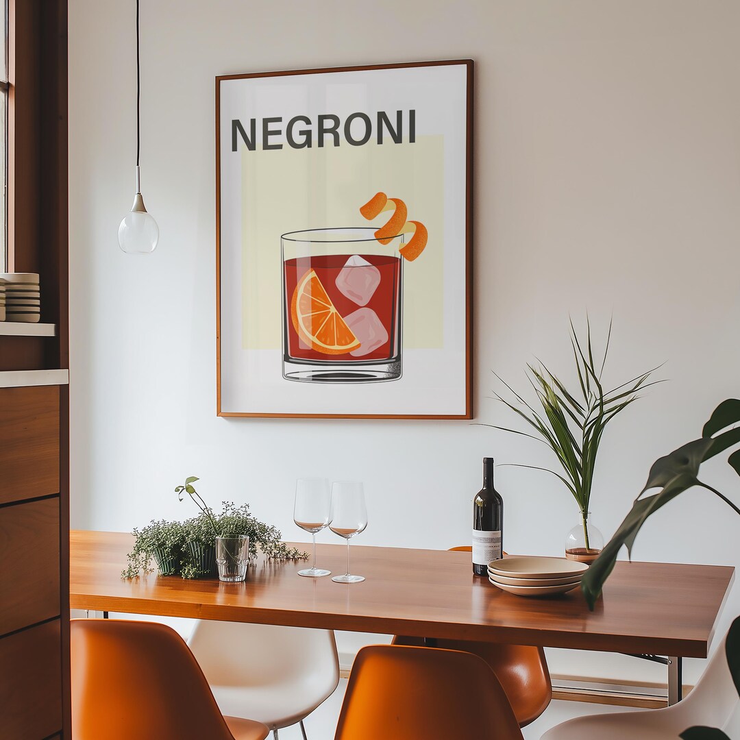 Stylish Cocktail Cart Art Download Negroni Print - Etsy