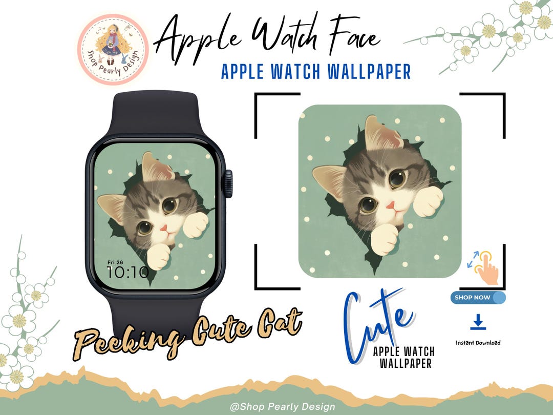 Peeking Cute Cat Apple Watch Face Wallpaper | Adorable Kitten ...