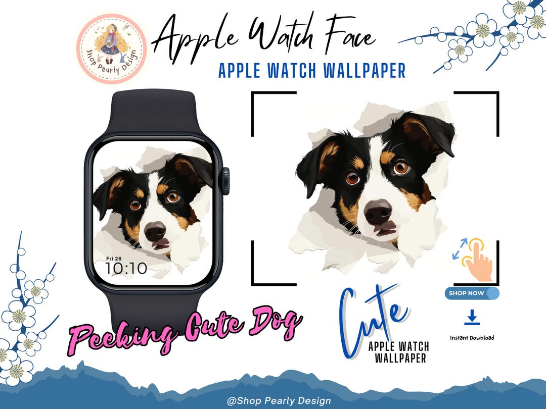 Peeking Cute Dog Apple Watch Face Wallpaper | Pet Lover Smartwatch ...
