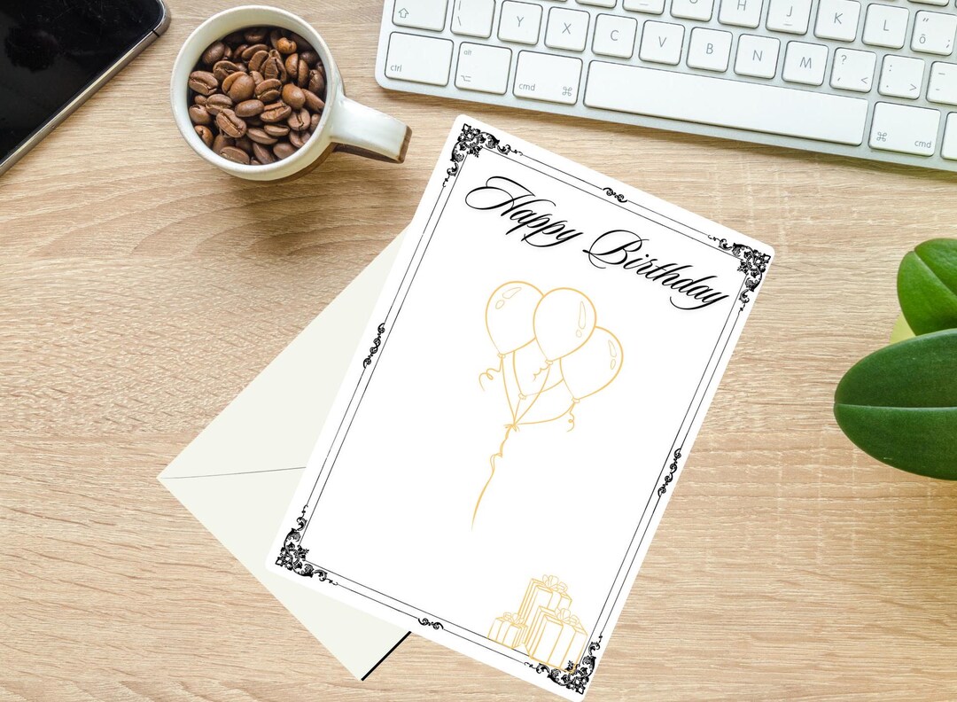 Printable Birthday Card, Pretty Birthday Card, Basic Birthday Card ...