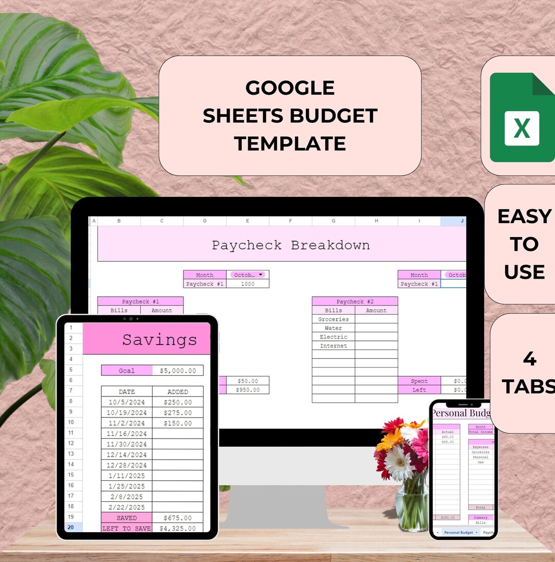 Google Sheets Budgeting Template Household and Personal Budgets ...