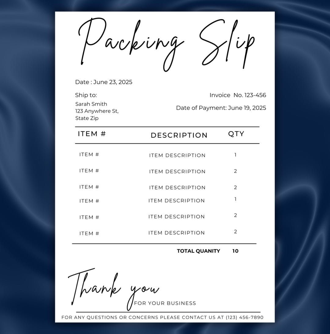 Packing Slip Customizable Printable Packing Slip Template Essential for ...