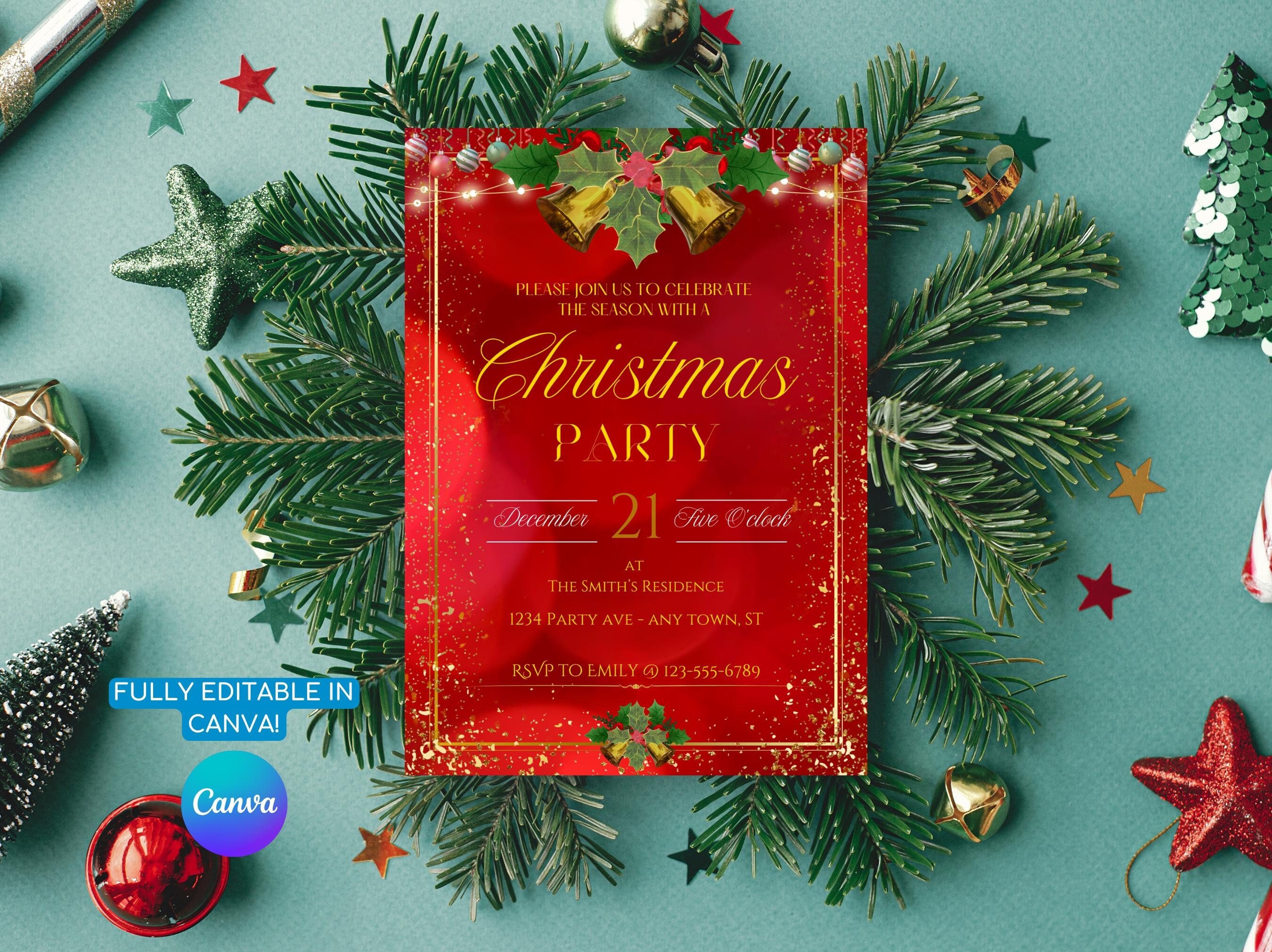 Christmas Party Invitation - Editable Christmas Party Invitation ...