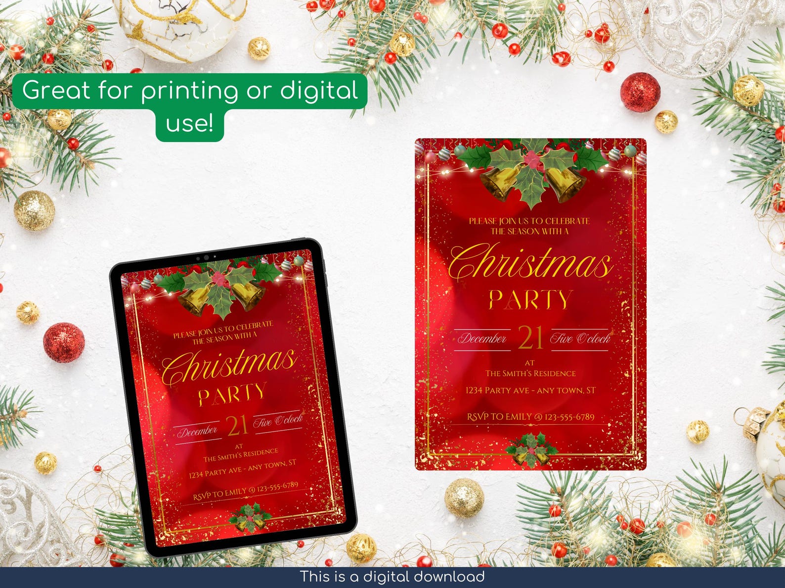 Christmas Party Invitation - Editable Christmas Party Invitation ...