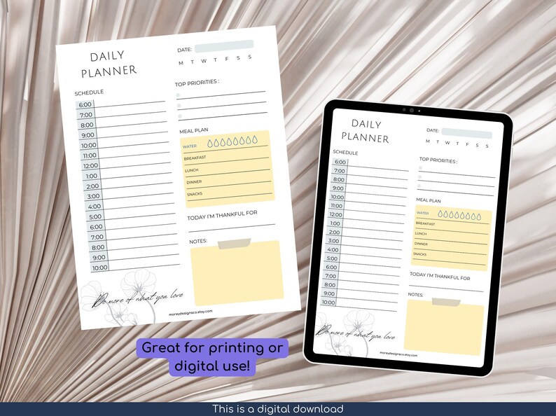 Daily Planner | Printable | Digital Template - Etsy